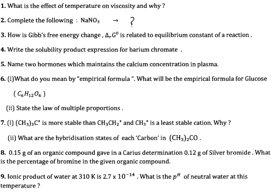 CBSE Class 11 Chemistry Question Paper Set B CBSE Class 11 Chemistry Question Paper Set B
